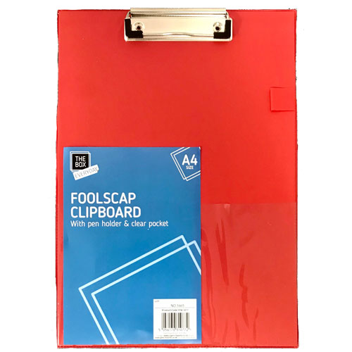 Red A4 Foolscap Clipboard | Wholesale Stationary | Wholesale Arts ...