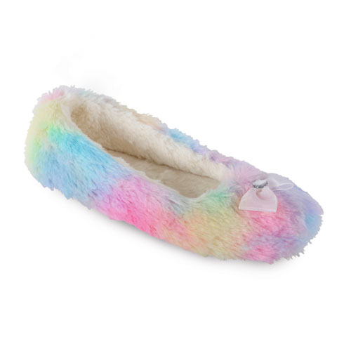 Ladies Plush Rainbow Soft Fleece Ballet Slippers | Wholesale Footwear ...