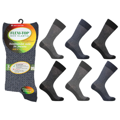Mens Flexi-Top Non Elastic Socks Diamond Stitch | Wholesale Gloves ...