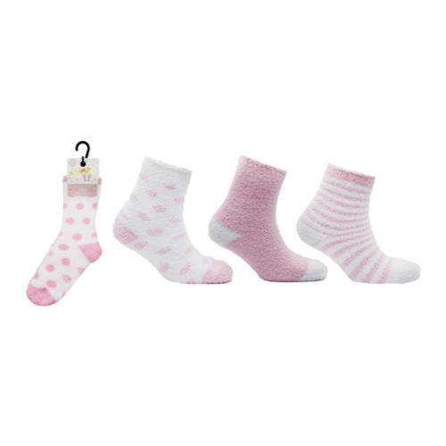 Ladies Snuggle Toes 3 Pack Cosy Socks With Gripper Sole Stripes & Spots ...