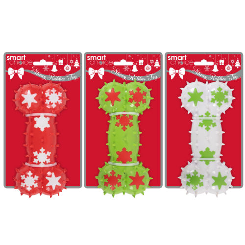 Christmas Snowflake Spikey Rubber Bone Dog Toy | Doy Toys | Pet ...