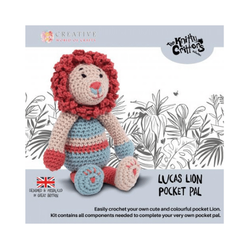 Knitty Critter Crochet Kit - Pocket Pals - Lucas Lion | Wholesale Arts ...