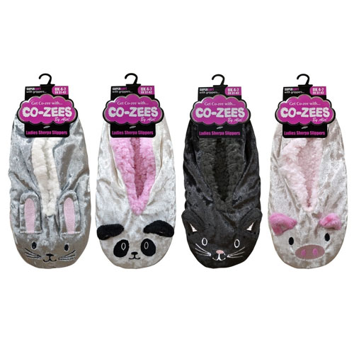 Cozees Ladies 3D Animal Design Velvet Slippers | Wholesale Slippers ...